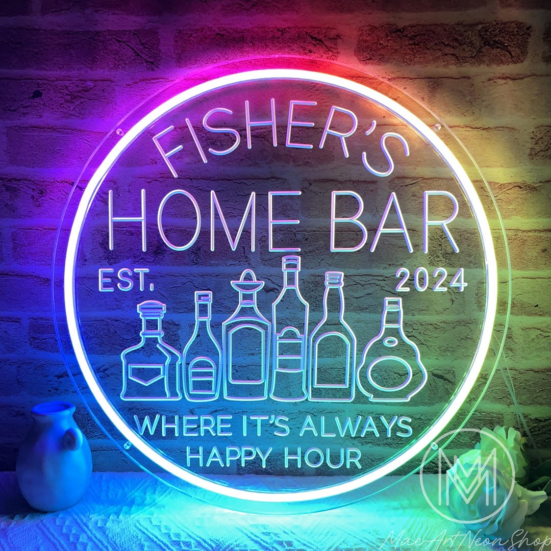 Custom Color Changing Bar Neon Sign, Rainbow Neon Sign, Open Bar Sign ...