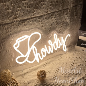 Howdy Neon Sign,led Cowboy Hat Sign,texas Cowboy Girl,light up Cowboy ...