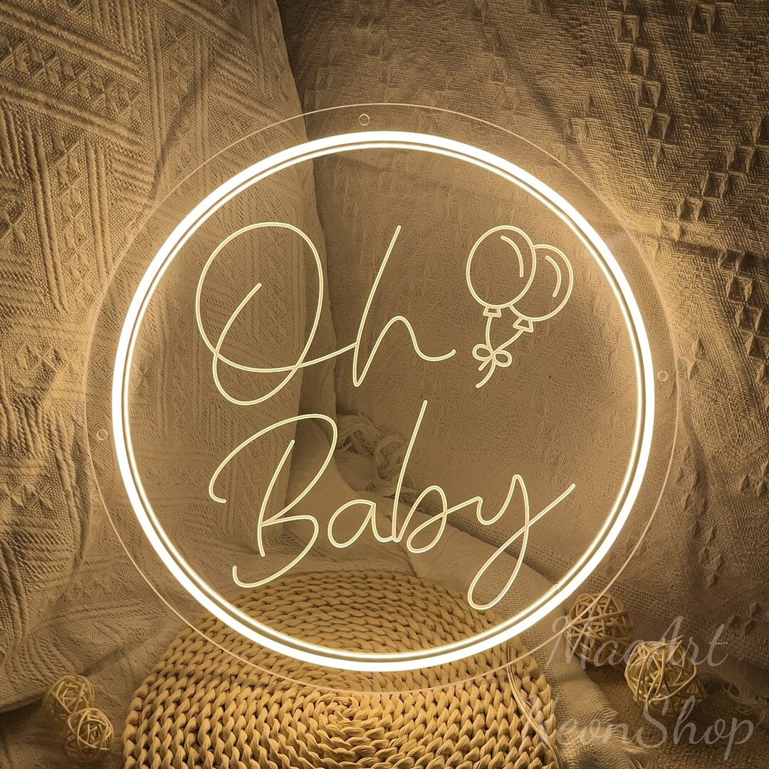 Oh Baby Neon Sign, USB Light up Sign, Baby Shower Sign, Baby Shower ...