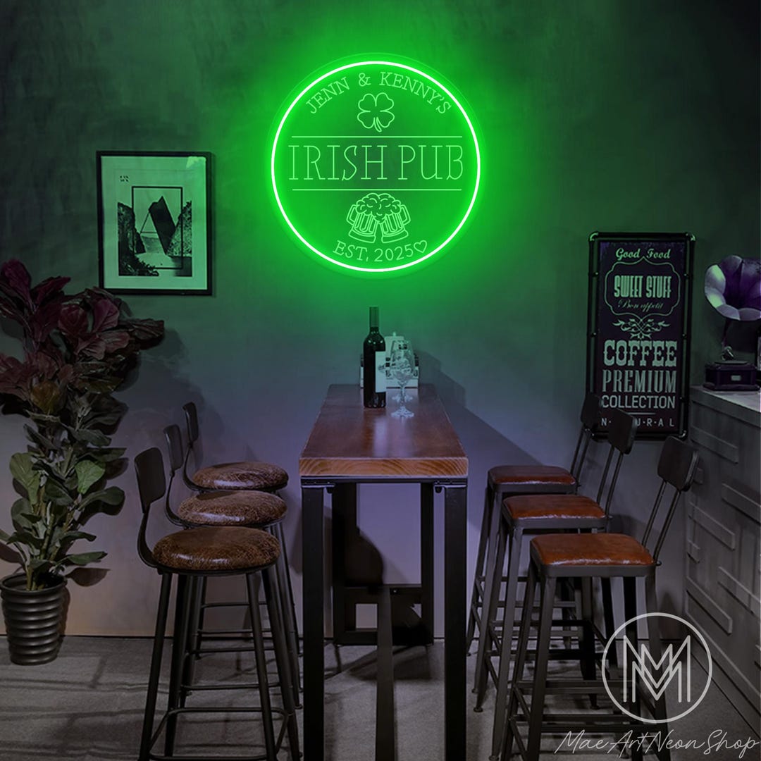Custom Bar Neon Sign Irish Pub Neon Sign Man Cave Neon Sign Whiskey ...