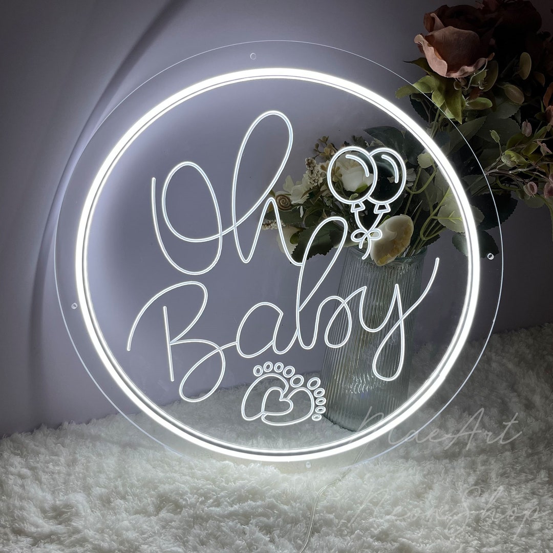 Oh Baby Neon Sign, USB Light up Sign, Baby Shower Sign, Baby Shower ...