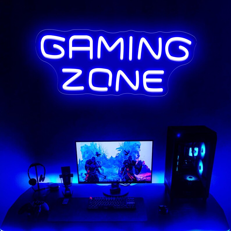 Gaming Zone Neon Sign, Custom Gaming Room LED Neon Light, Game Room ...