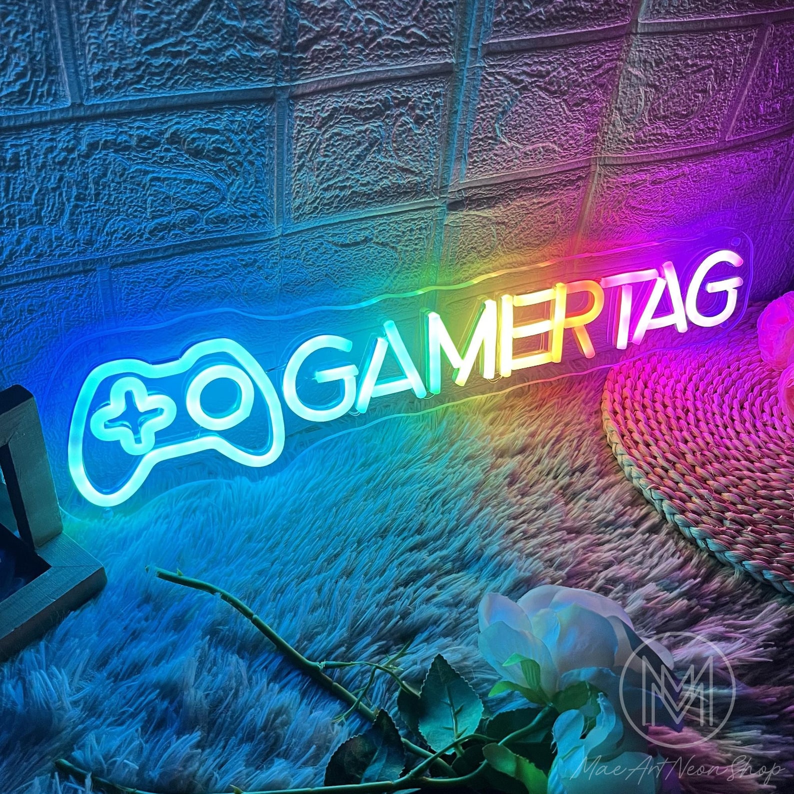 Custom Gamer Neon Sign,rainbow Gamer Tag Sign,rainbow Led Sign,game ...