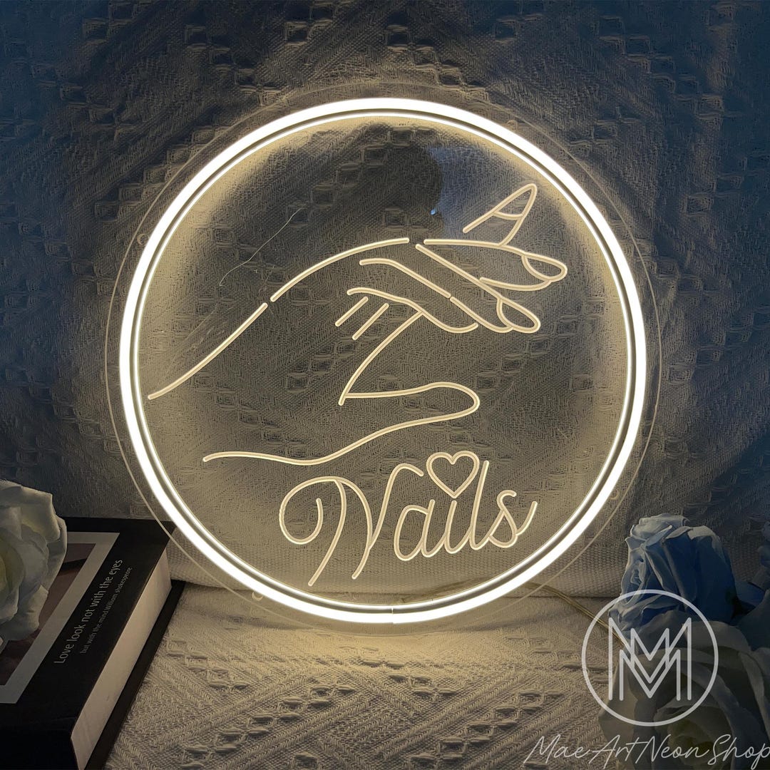 Nails Neon Sign, USB Light up Sign, Carved Neon Sign, Nails Salon LED ...