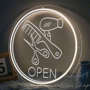 Open Neon Sign, Hair Salon Neon Sign, Salon Corner Decor, Neon Business ...
