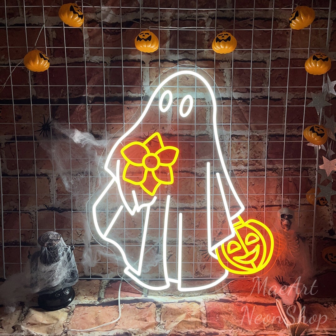 Custom Halloween Cute Ghost Neon Light, Pumpkin Led Sign, Spooky ...