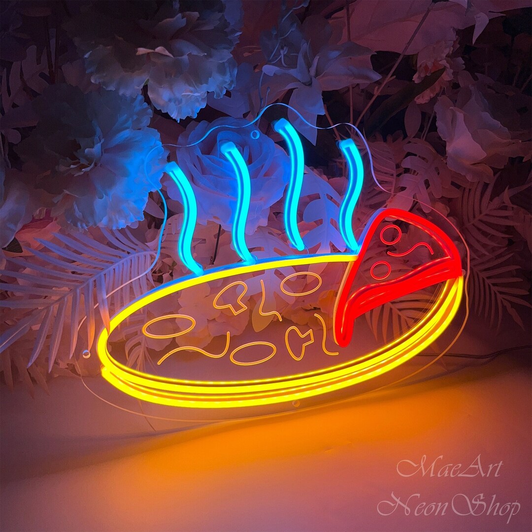 Pizza Slice LED Neon Sign, Restaurant Welcome Sign, Bar Room Party ...