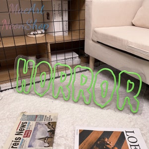 HORROR Neon Sign, Horror Movie Room Decor, Halloween Party Neon Sign ...