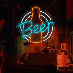 Champagne Beer LED Decor | Beer Neon Sign | Home Bar Party Decor | Beer ...