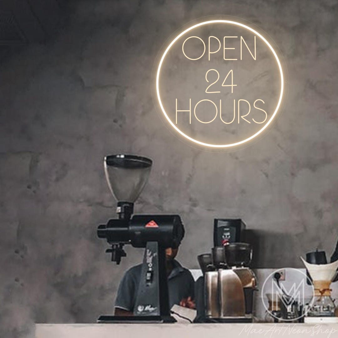 24 Hours Open Neon Sign, USB Light up Sign, Open Led Sign, Window Open ...