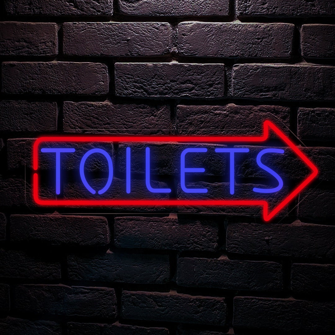 Toilets Arrow Washroom Neon Sign Restroom LED Neon Sign Restroom Door ...