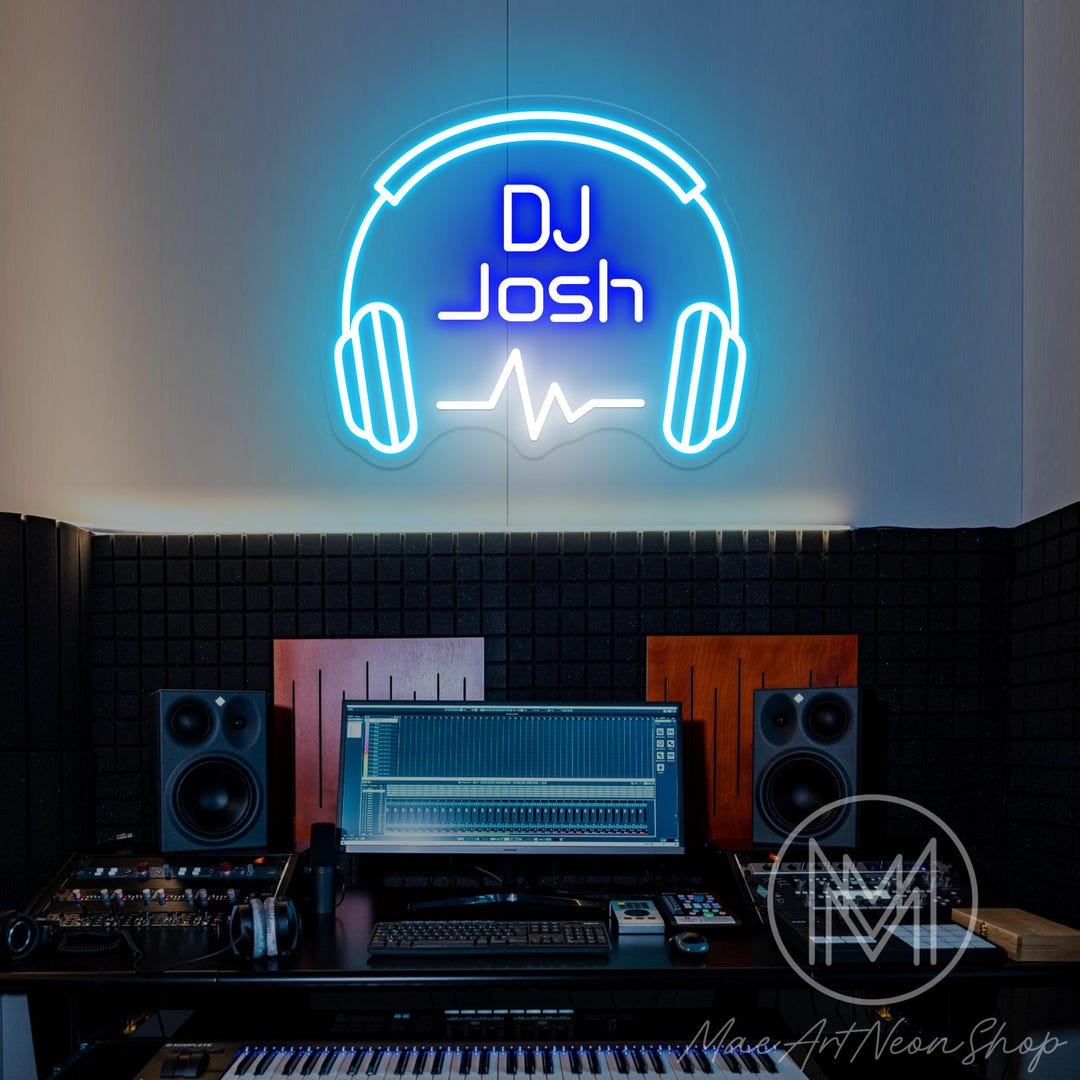 Custom DJ Name Neon Sign,music Room Neon Sign,personalized Headphones ...
