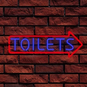 Toilets Arrow Washroom Neon Sign Restroom LED Neon Sign Restroom Door ...