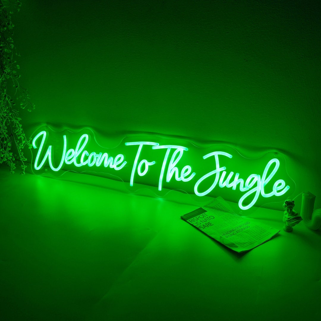 Welcome to the Jungle Garden Bar Sign Green LED Light Signs - Etsy