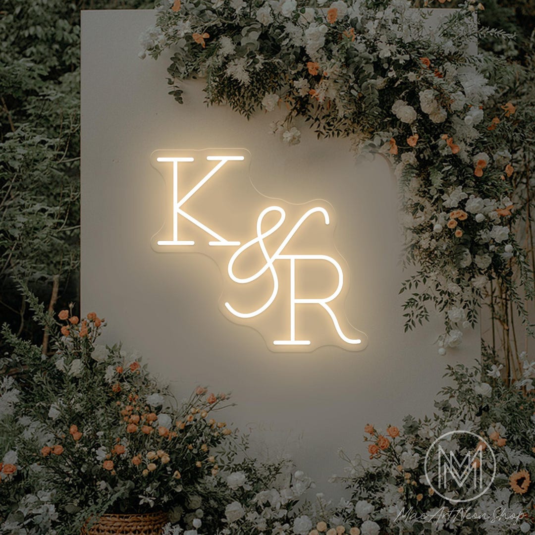 Custom Initials Wedding Neon Sign Couple Initials LED Neon Light ...