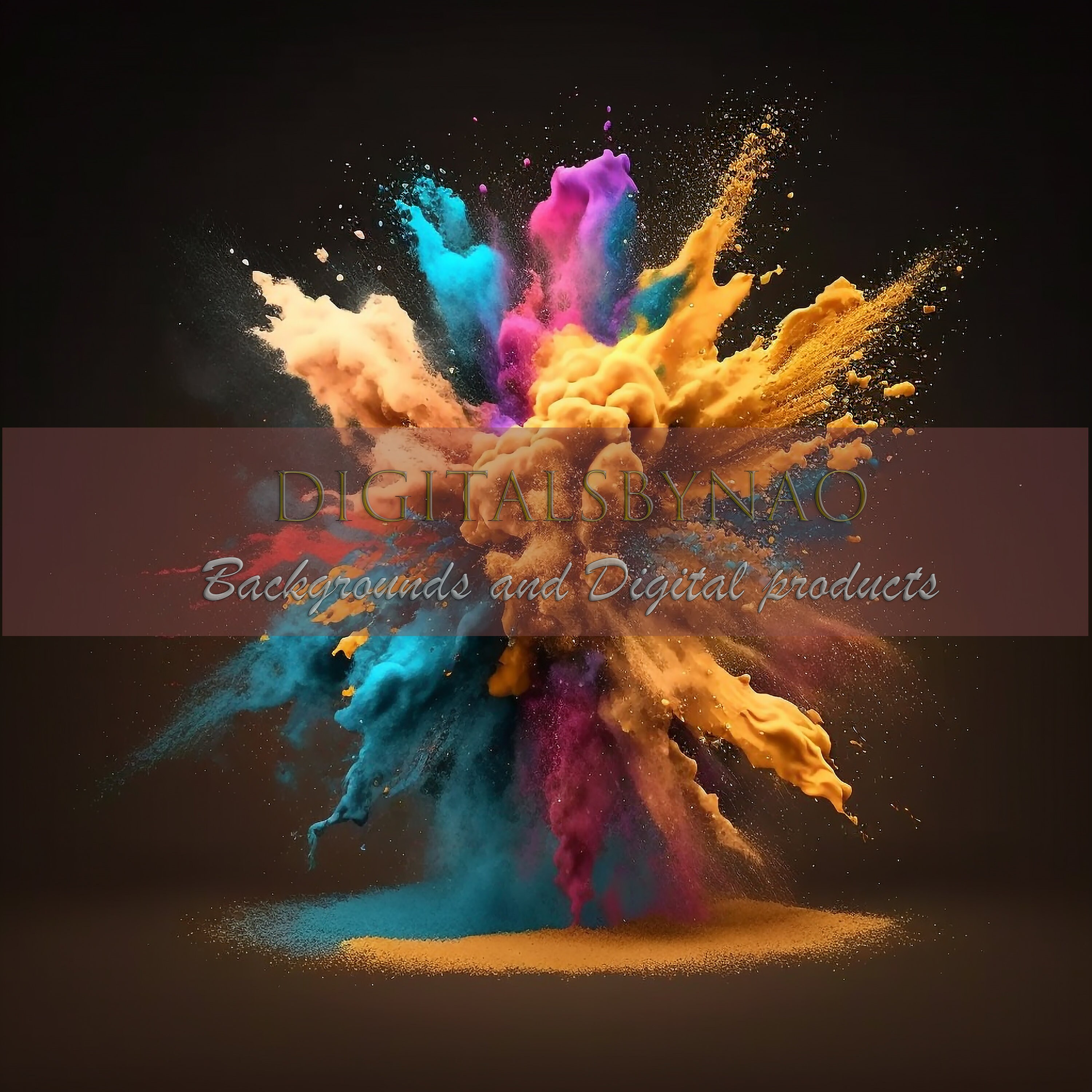 Rainbow Colored Powder Splash Digital Backdrop, Glitter Inserts ...