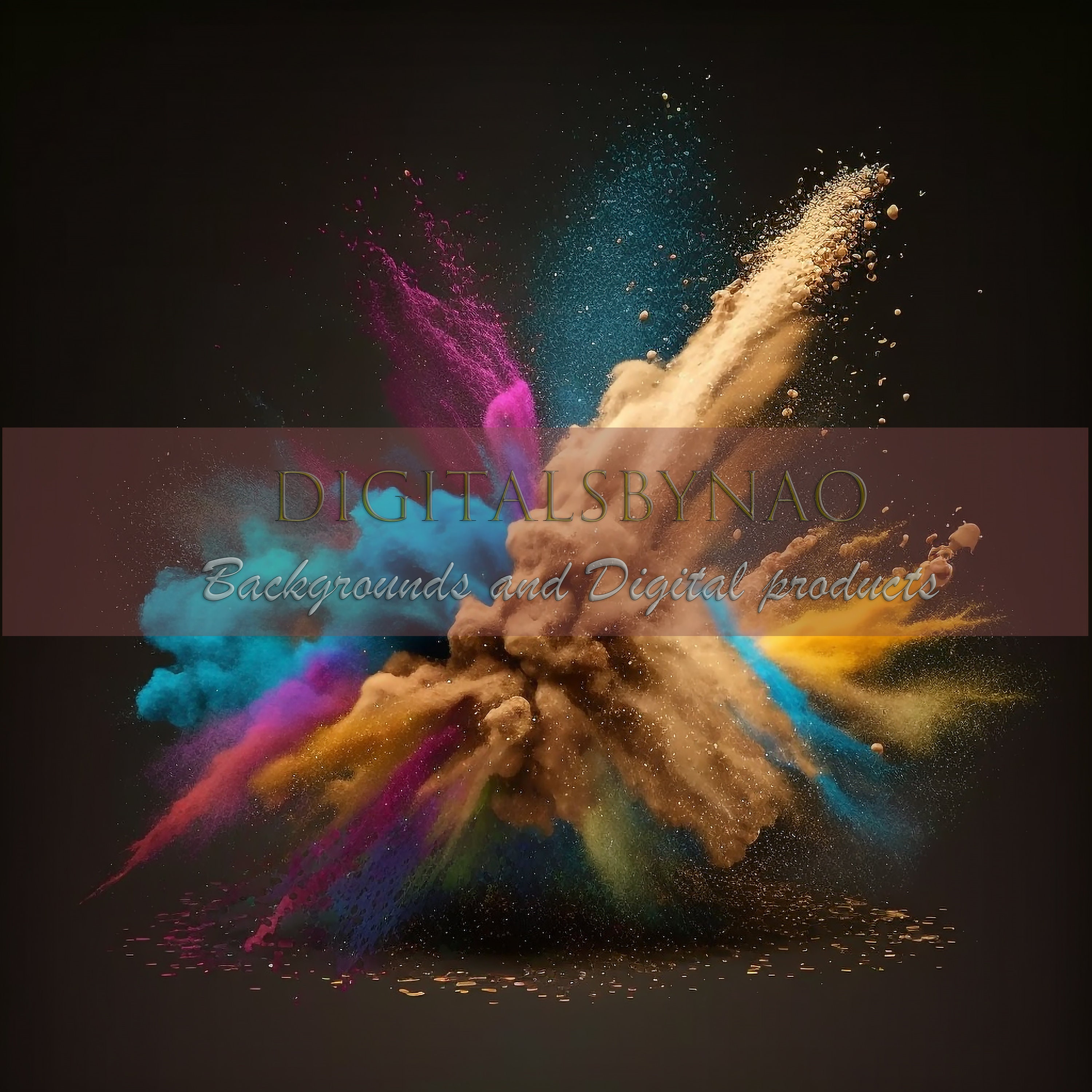 Rainbow Colored Powder Splash Digital Backdrop, Glitter Inserts ...
