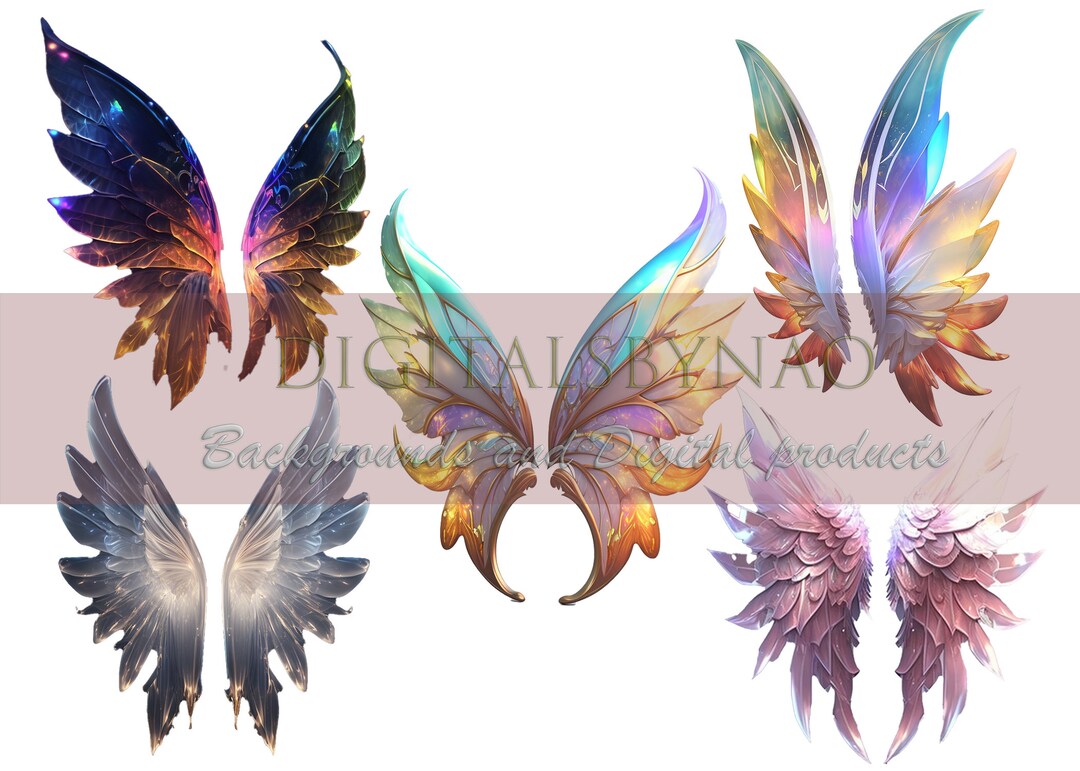 Edgy Translucent Fairy Wings Overlays as Digital Download PNG Files ...