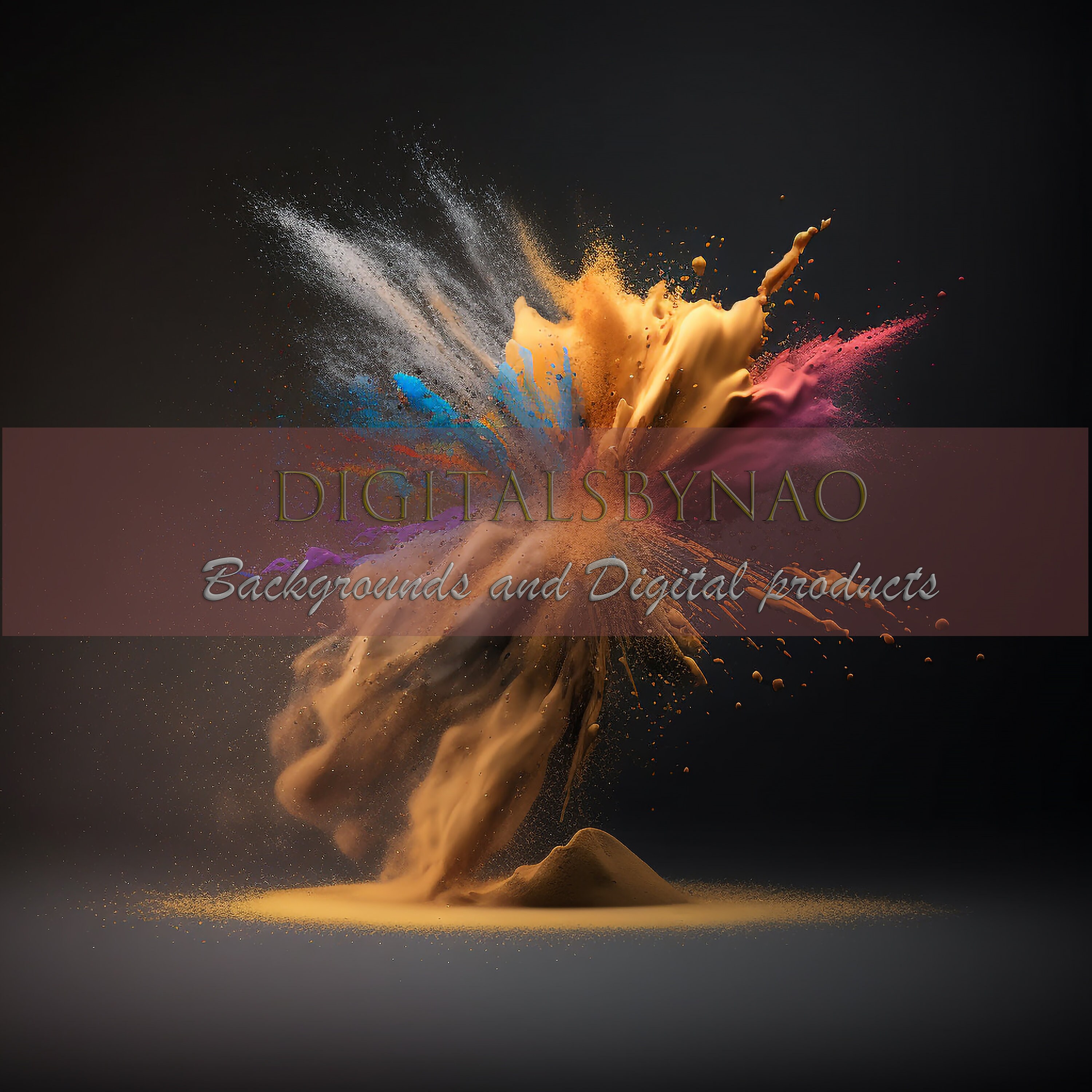 Rainbow Colored Powder Splash Digital Backdrop, Glitter Inserts ...