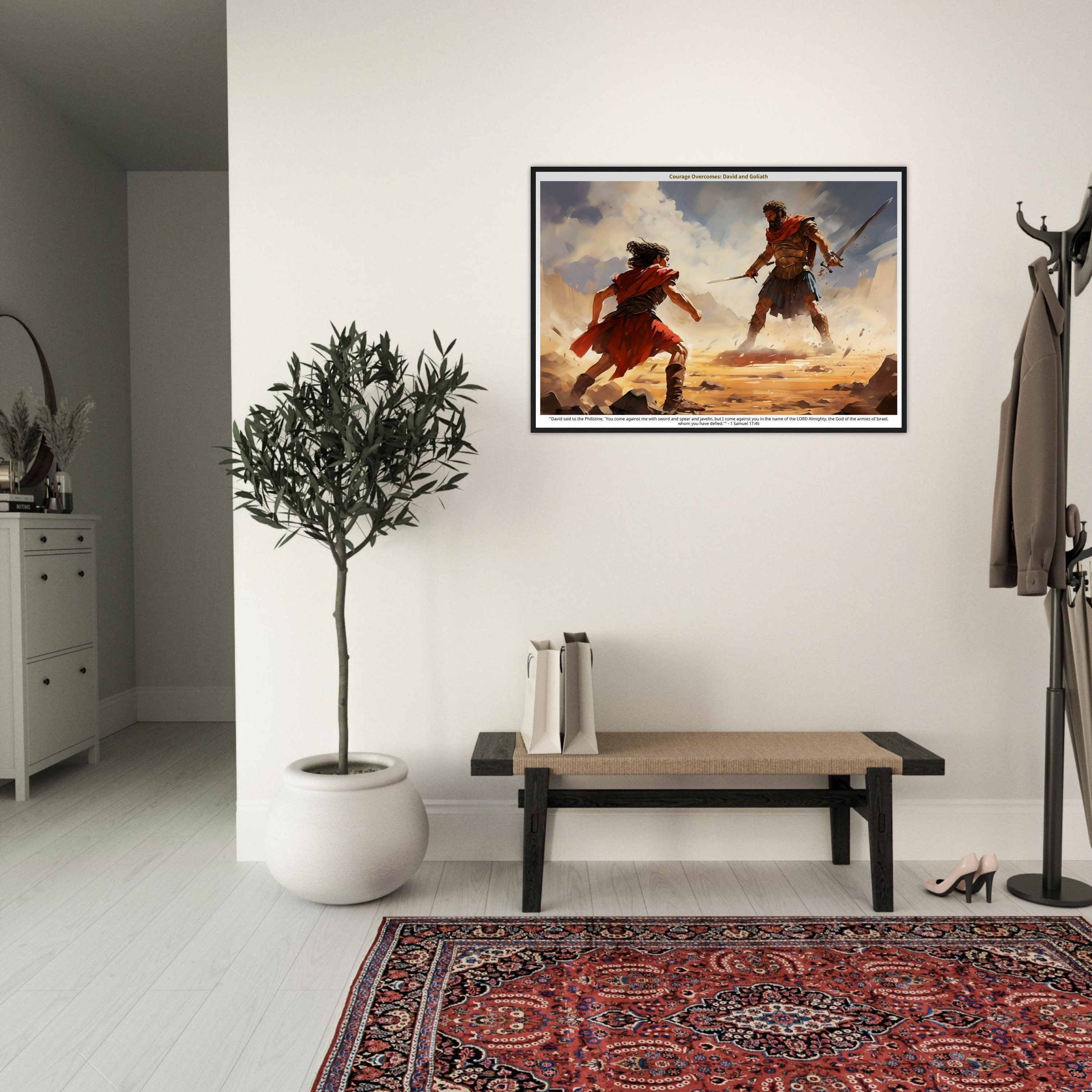 David and Goliath Museum-grade Framed Wall Art, With Inspiring Thought ...