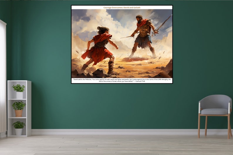 Courage Overcomes - David and Goliath - Museum-grade Art Bundle - 3 PNG ...