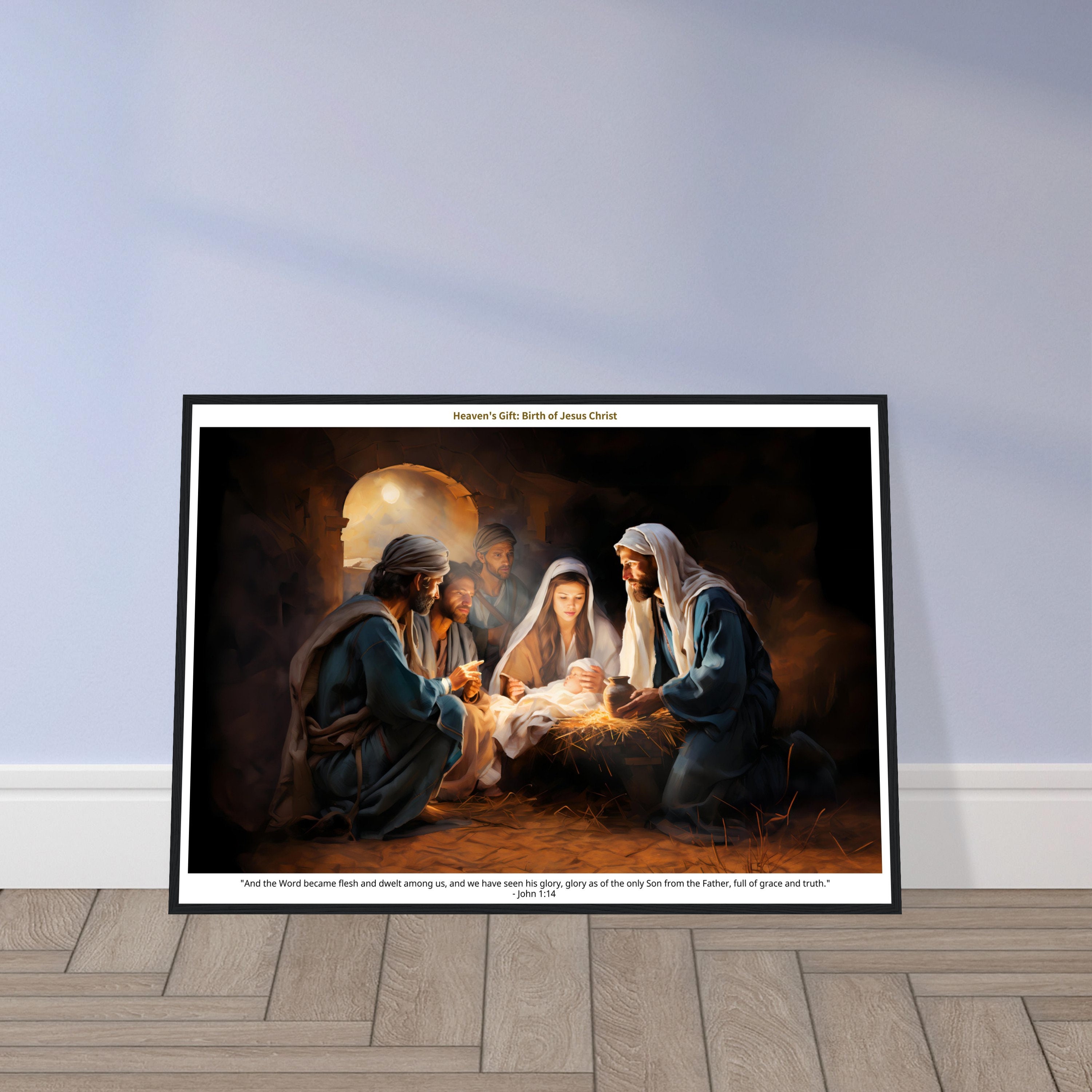 Birth of Jesus Museum-grade Framed Wall Art, With Inspiring Title and ...