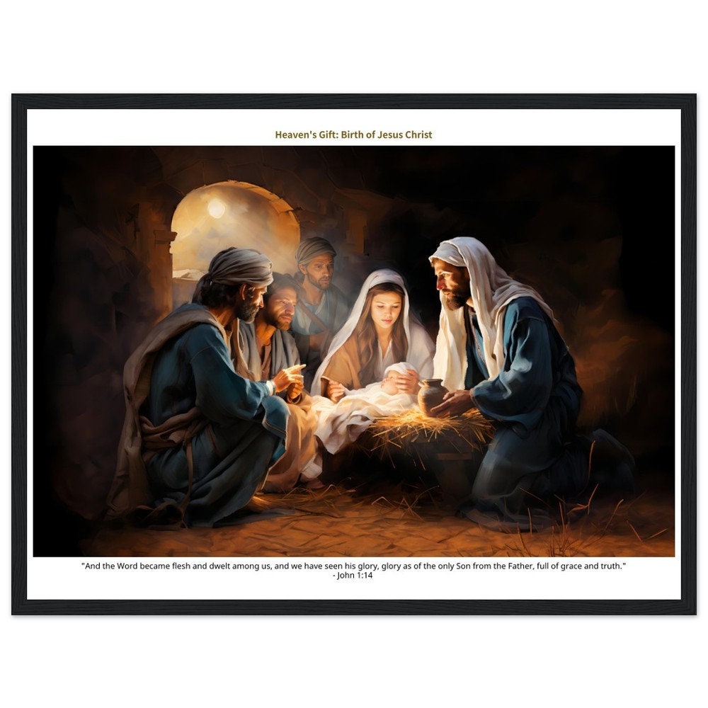 Birth of Jesus Museum-grade Framed Wall Art, With Inspiring Title and ...
