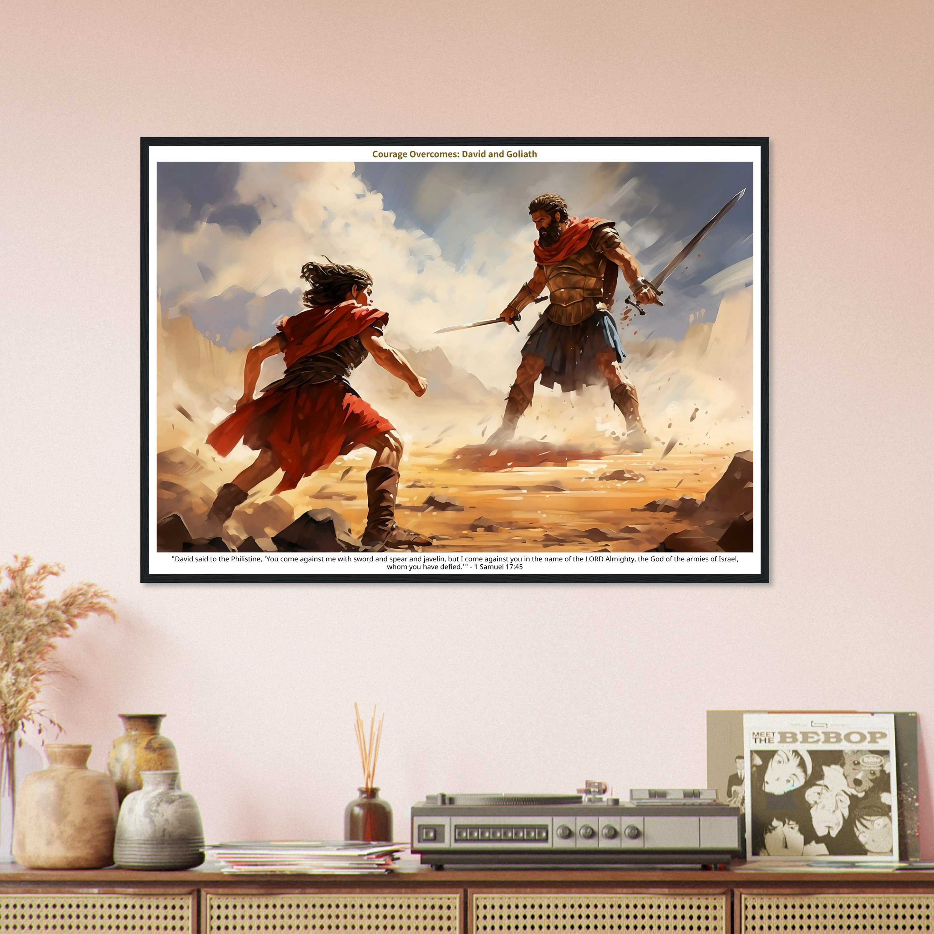 David and Goliath Museum-grade Framed Wall Art, With Inspiring Thought ...