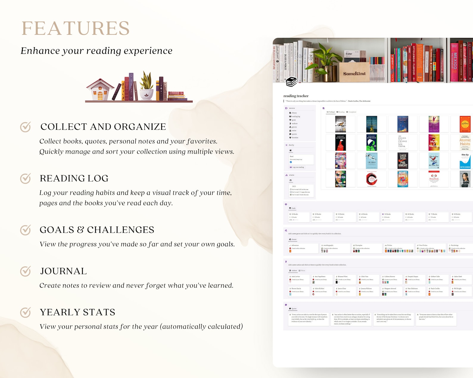 Notion Reading Tracker Template: Book Journal Reading Goals Library ...