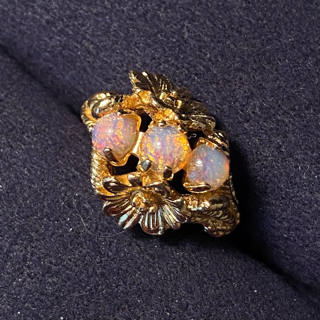 Vintage Signed Avon Pink Faux Opal Flower Gold Tone Ring - Etsy
