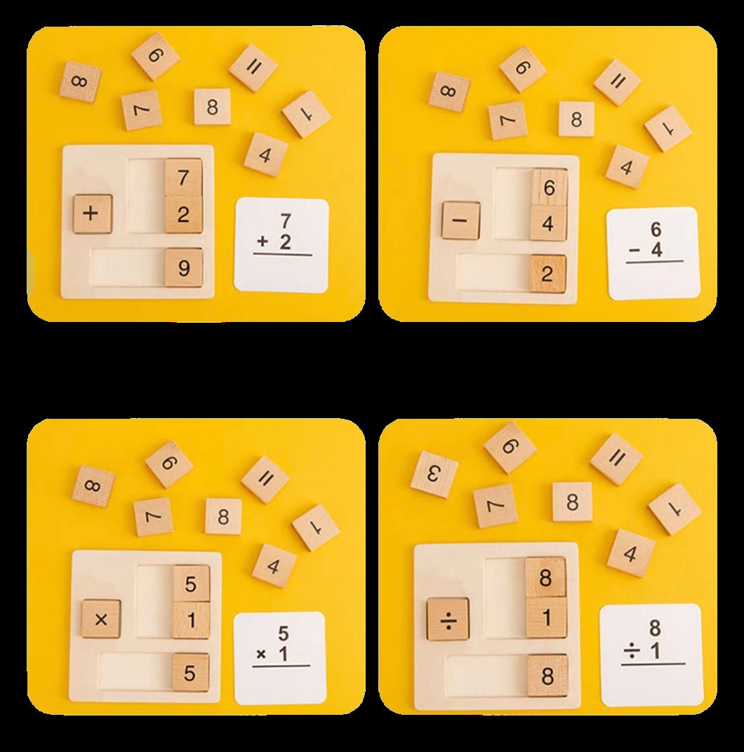 Mathematical Addition and Subtraction Wooden Kit, Montessori Kids ...