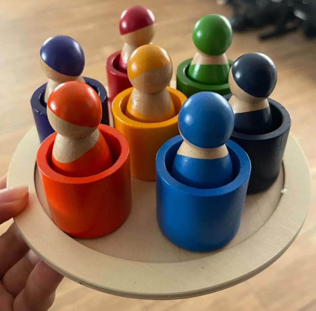 Montessori Wooden Colour Sorting Toy, Developmental Fine Motor Toy ...