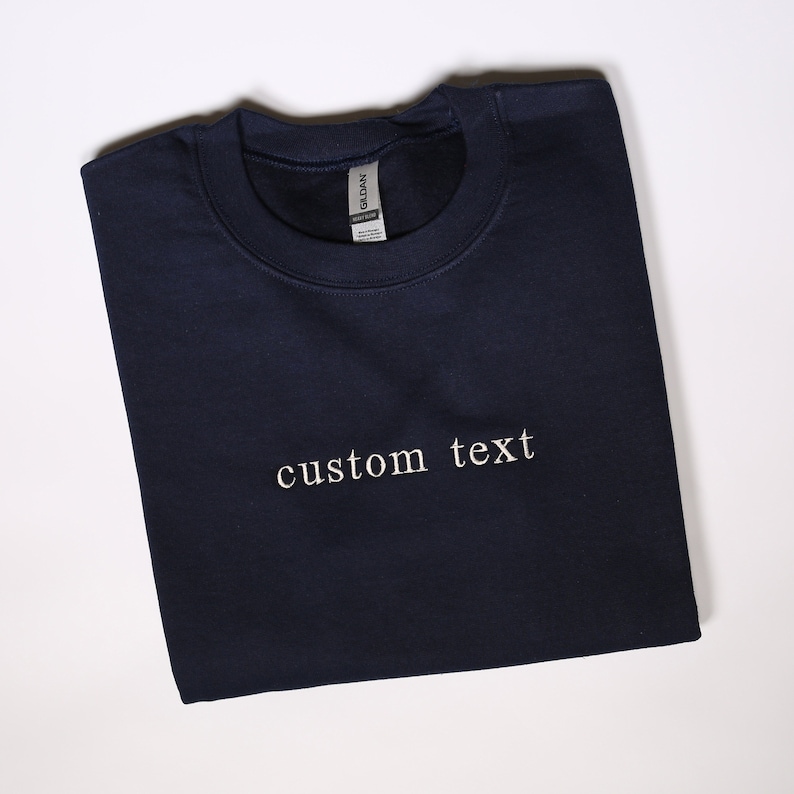 Minimal Custom Text Embroidered Sweatshirt, Custom Embroidery Hoodie ...
