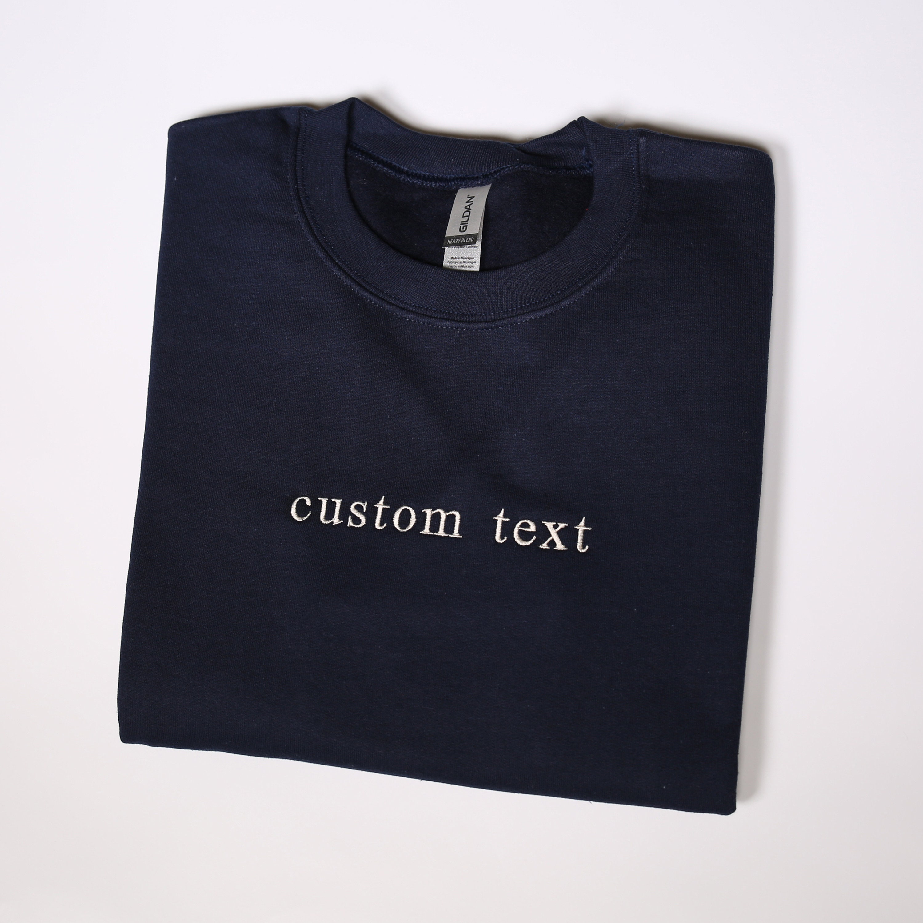 Minimal Custom Text Embroidered Sweatshirt, Custom Embroidery Hoodie ...