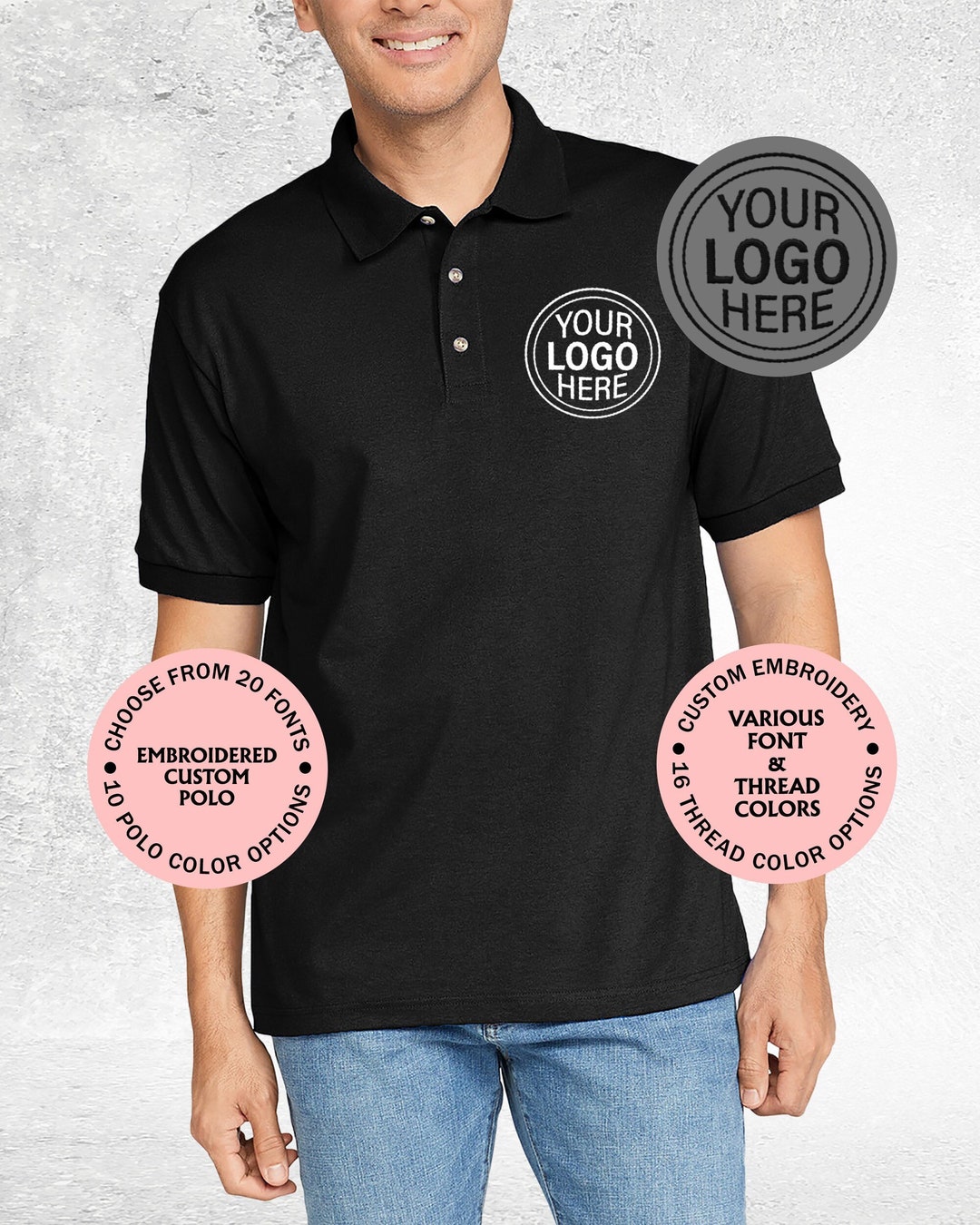 Personalized Embroidered Logo Polo Shirt, Custom Logo Business Casual ...