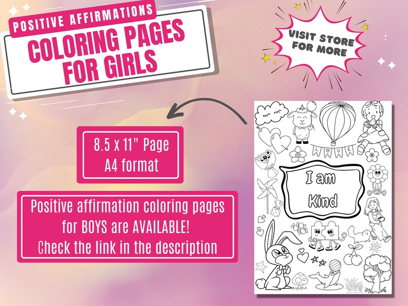 Positive Affirmations Coloring Book Pages for Girls | Instant Download ...