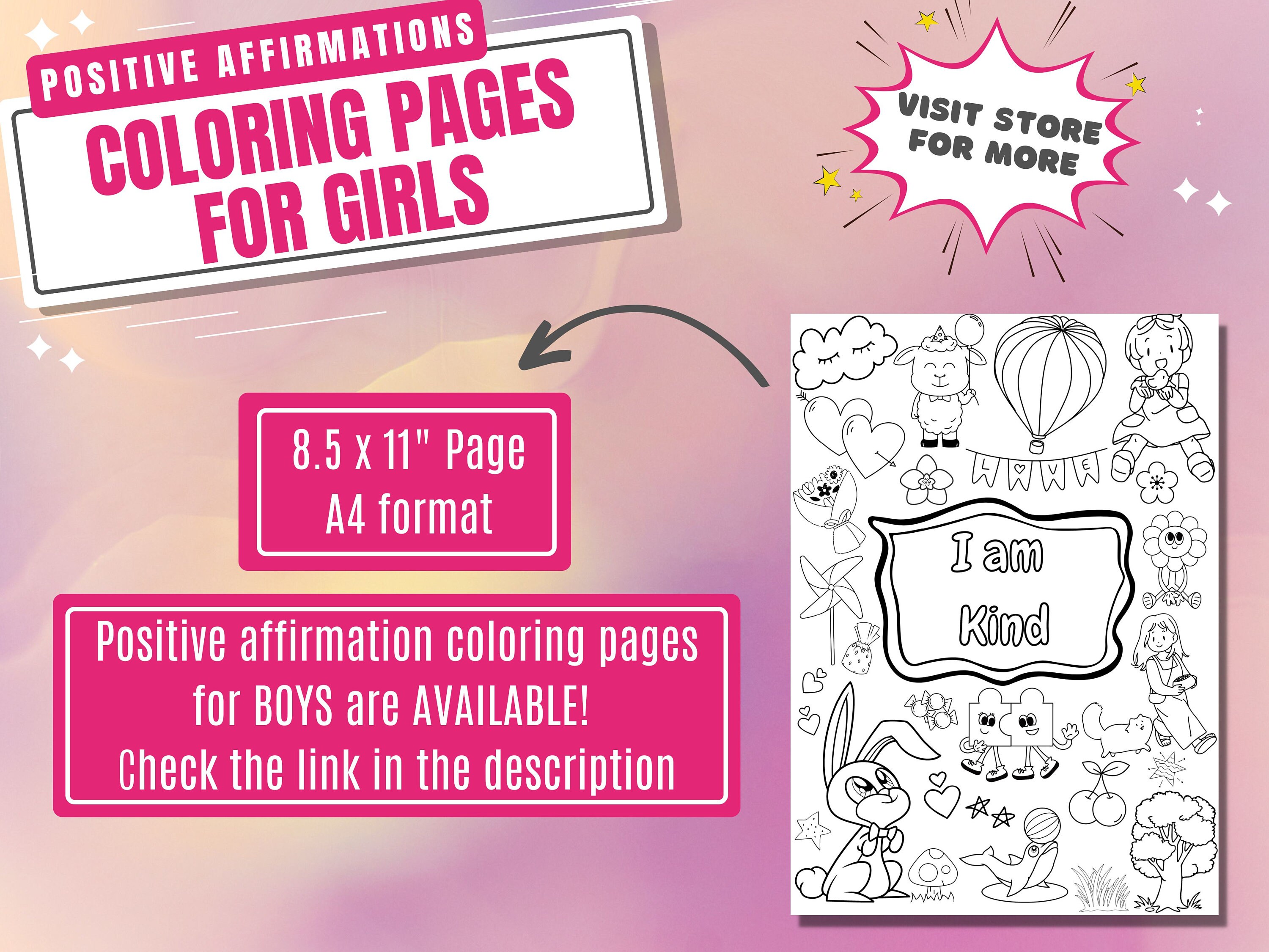 Positive Affirmations Coloring Book Pages for Girls | Instant Download ...