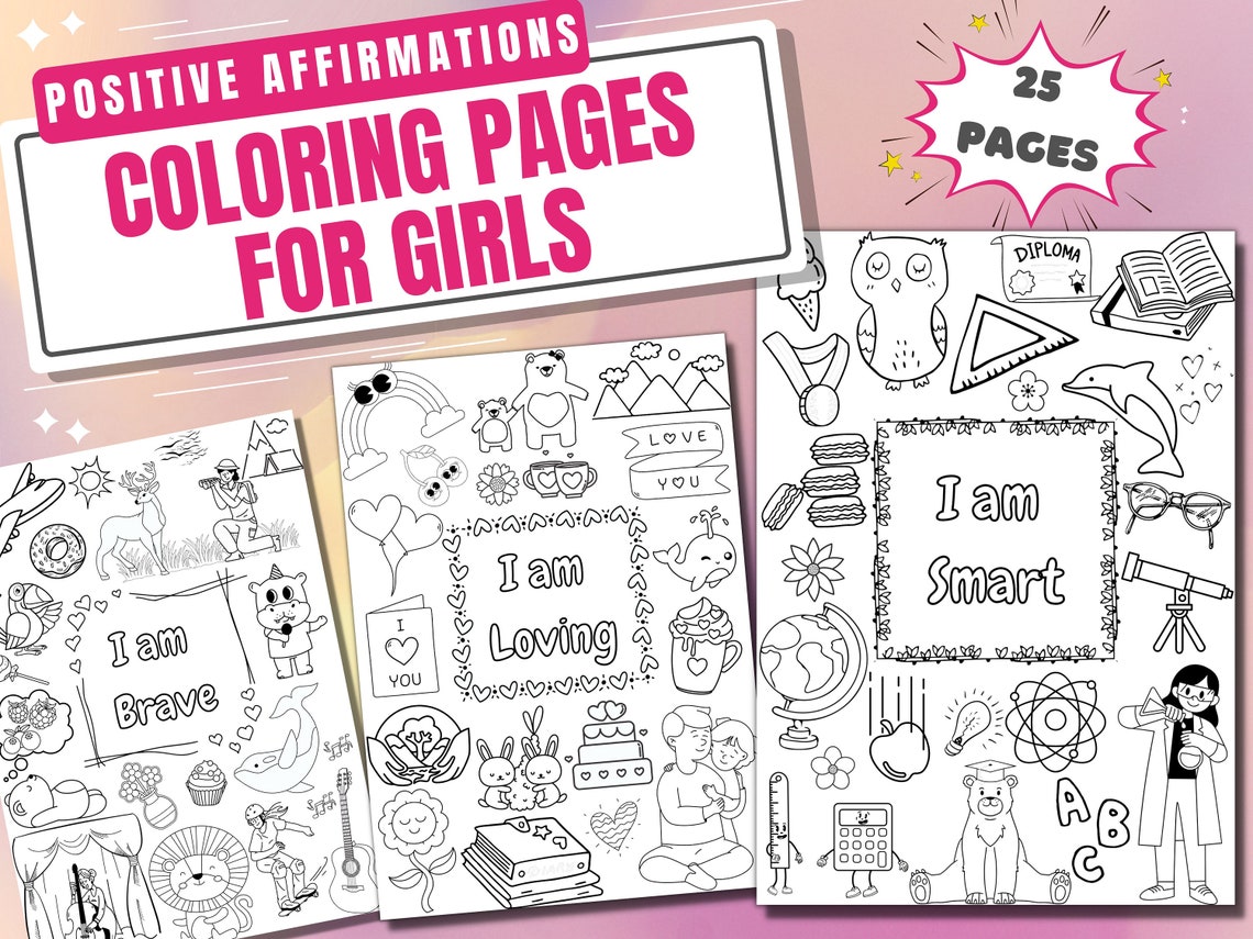 Positive Affirmations Coloring Book Pages for Girls | Instant Download ...