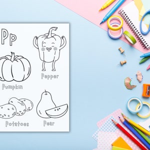 A-Z Printable Alphabet Coloring Pages | Fruits & Vegetables | Coloring ...