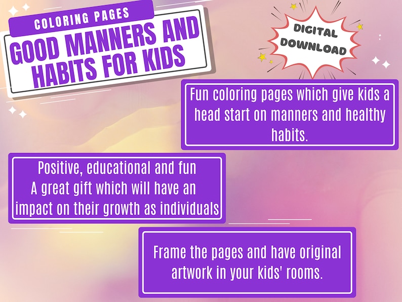 Good Manners and Habits for Kids | Coloring Book Pages | Instant ...