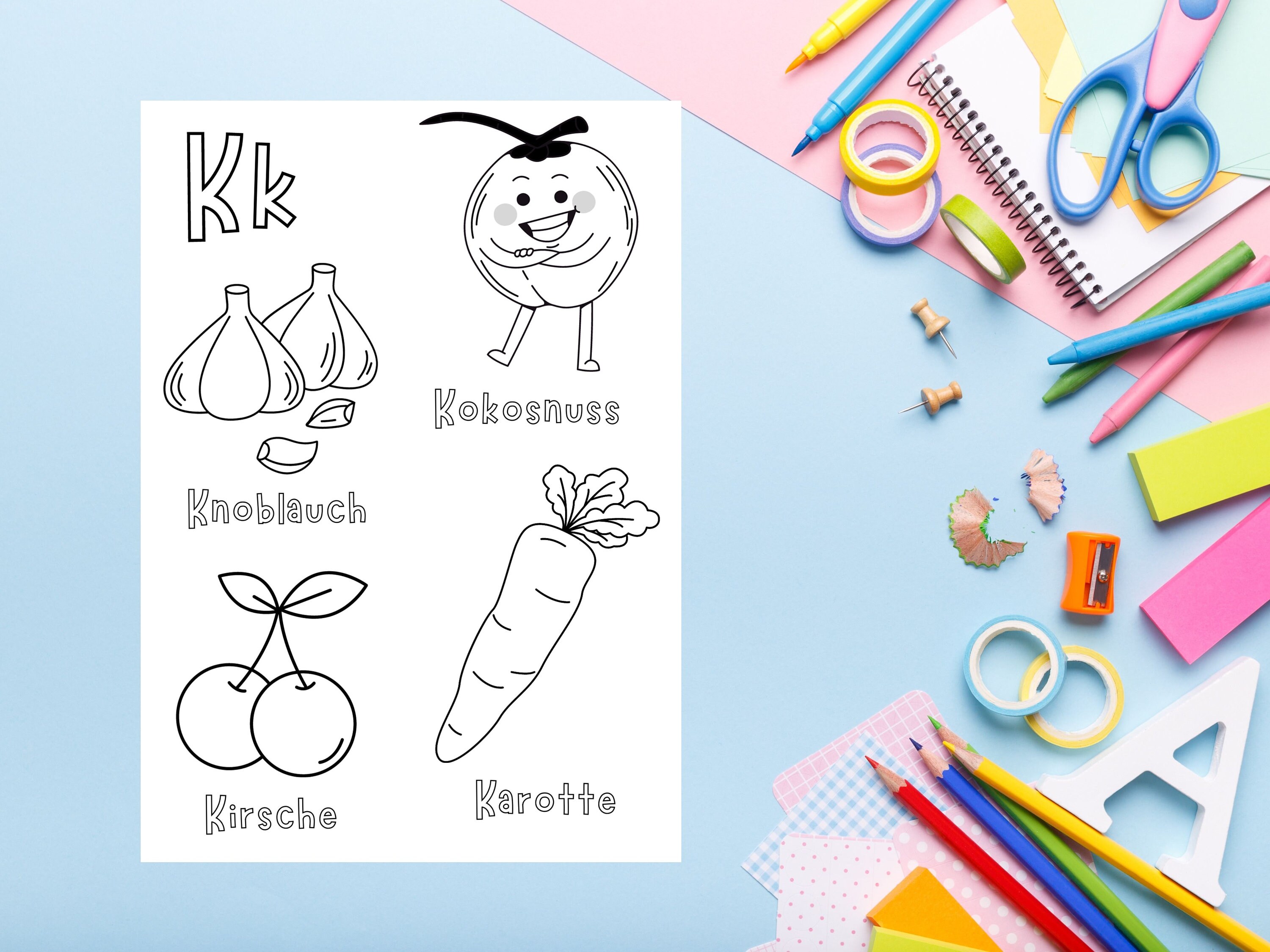 German Alphabet | A-Z Printable Alphabet Coloring Pages | Fruits ...