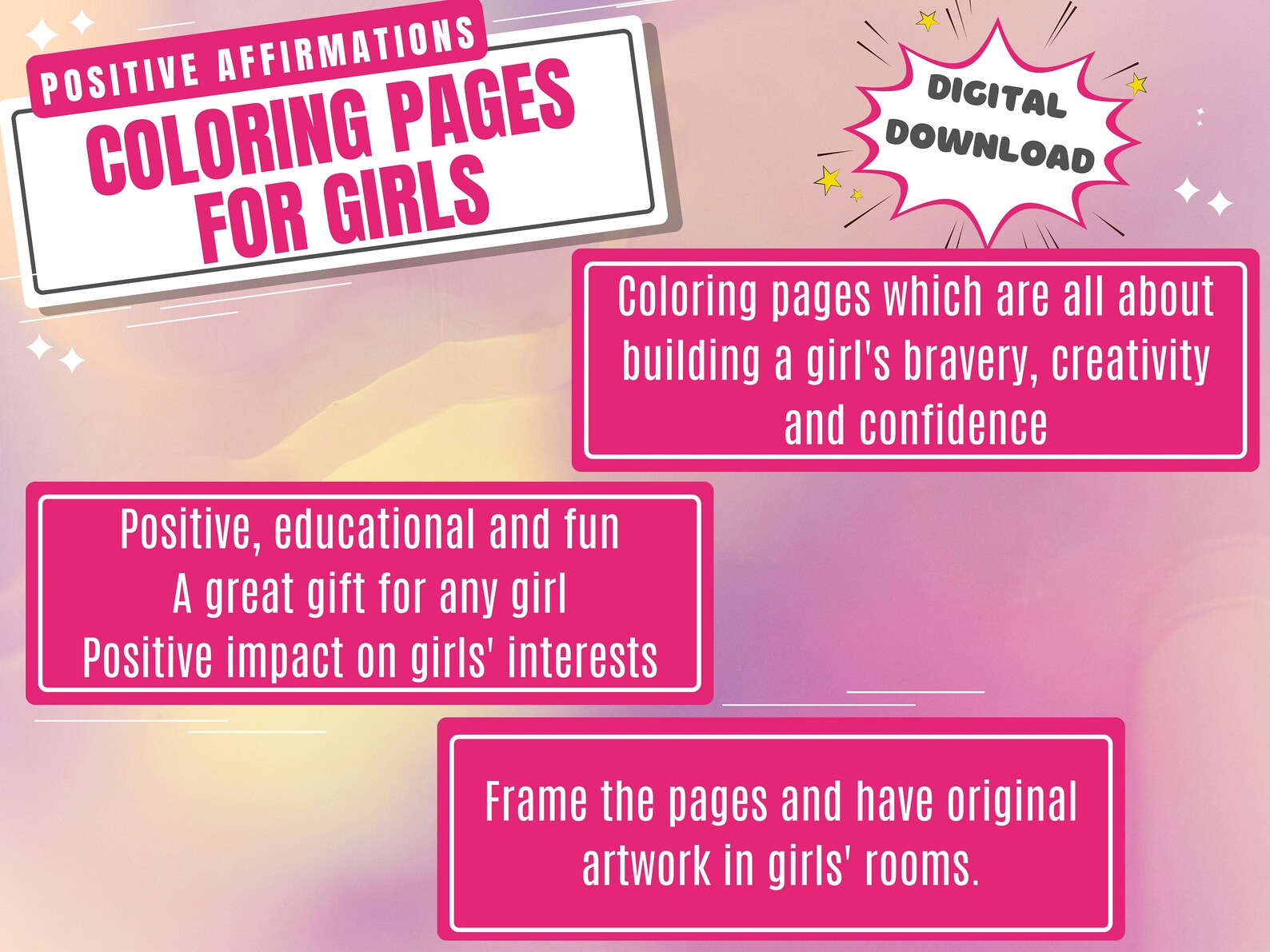 Positive Affirmations Coloring Book Pages for Girls | Instant Download ...