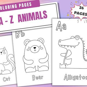 A-Z Printable Alphabet Coloring Pages Animals Coloring Sheets for Kids ...
