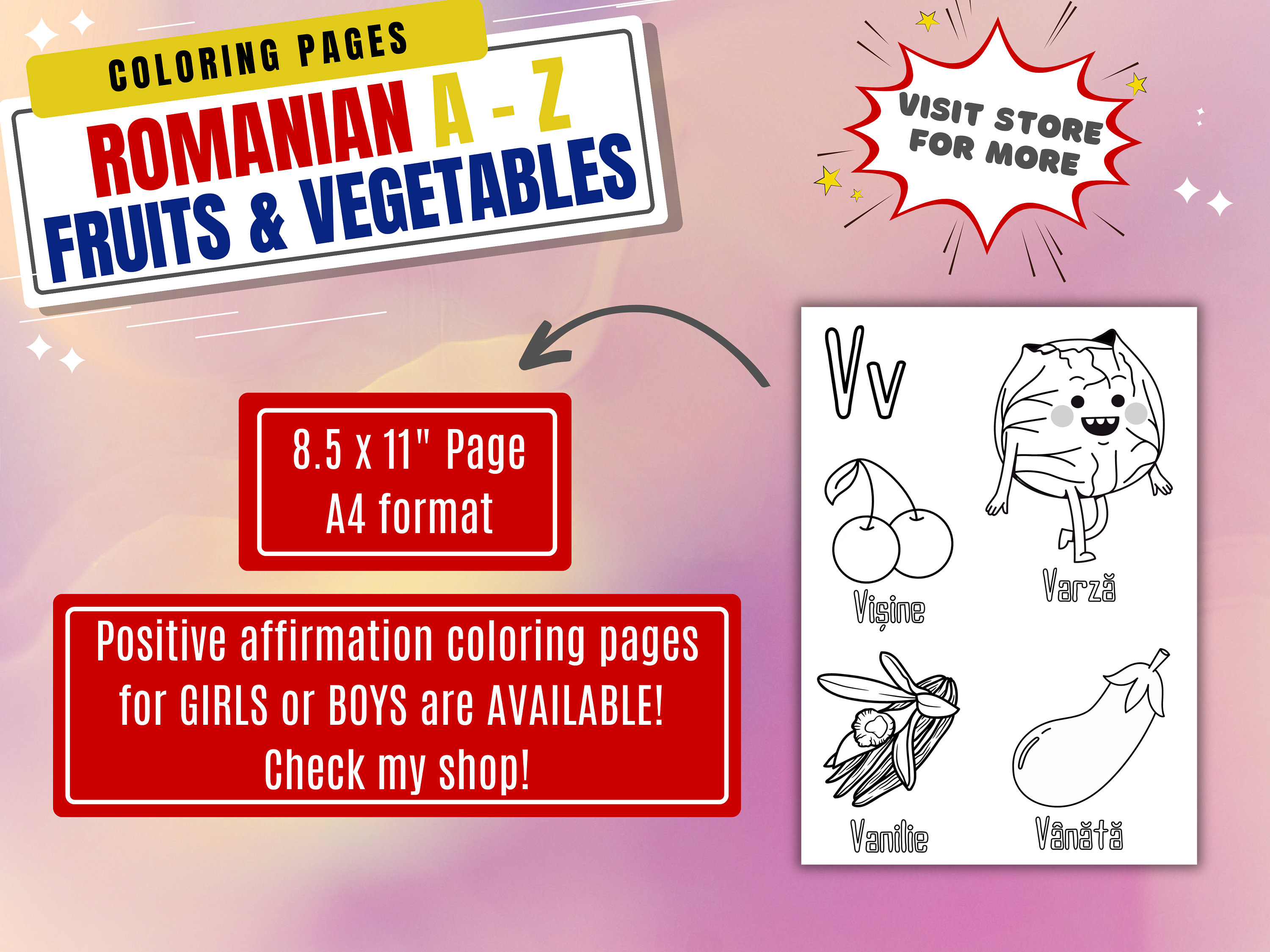 Romanian Alphabet A-Z Printable Alphabet Coloring Pages - Etsy