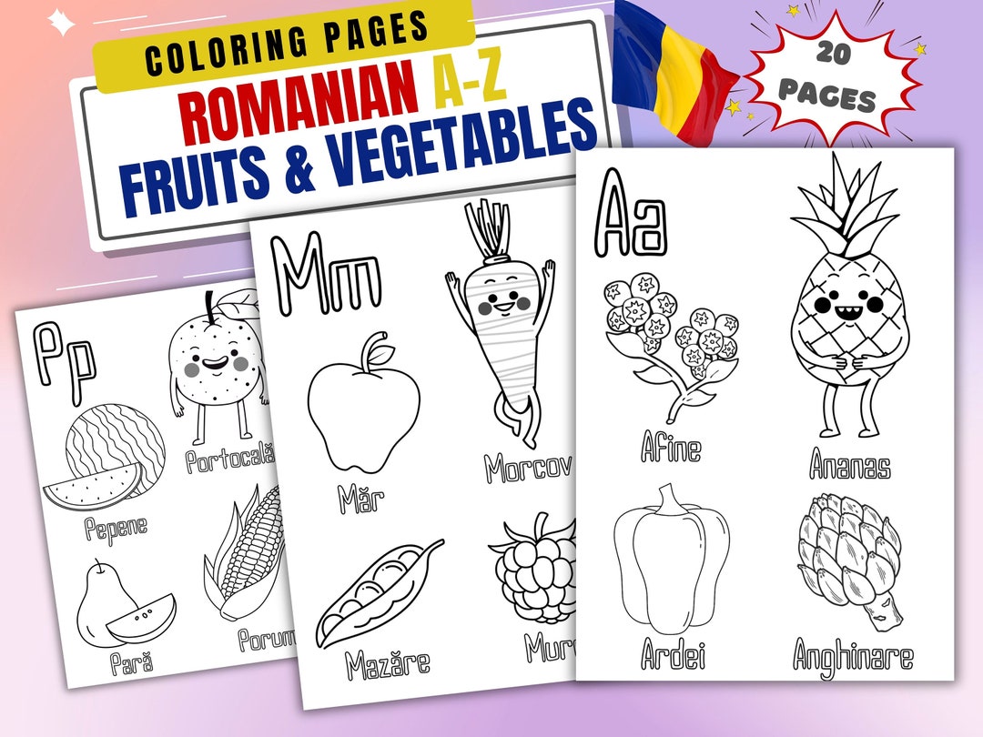 Romanian Alphabet | A-Z Printable Alphabet Coloring Pages | Fruits ...