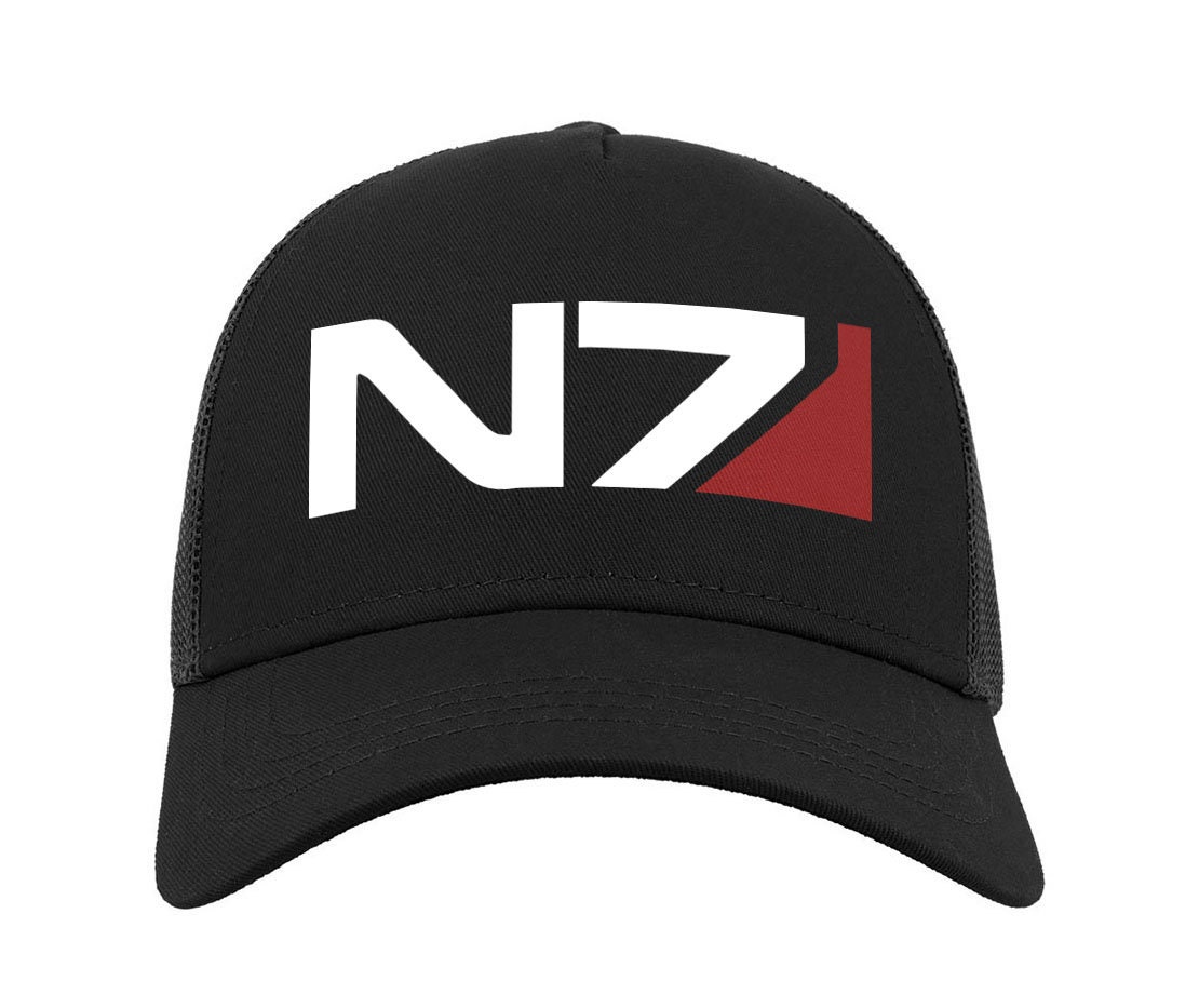 N7 Black and Red Logo Flat Visor Snapback Hat Trucker Cap - Etsy