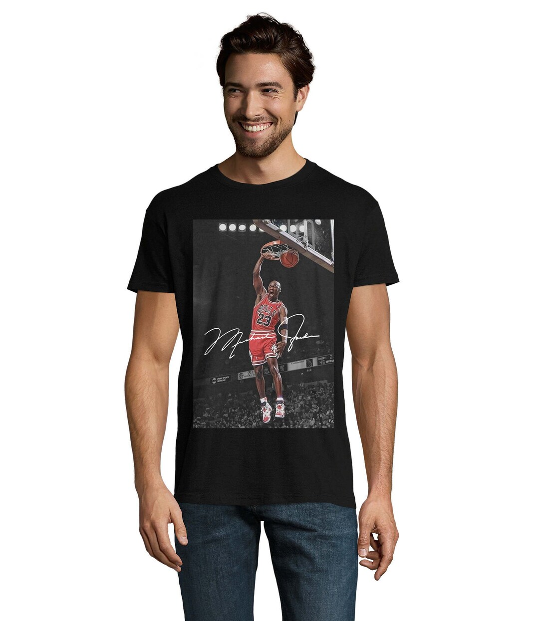Michael Jordan Dunking Signed Logo Unisex Men's Cotton T-shirt - Etsy ...