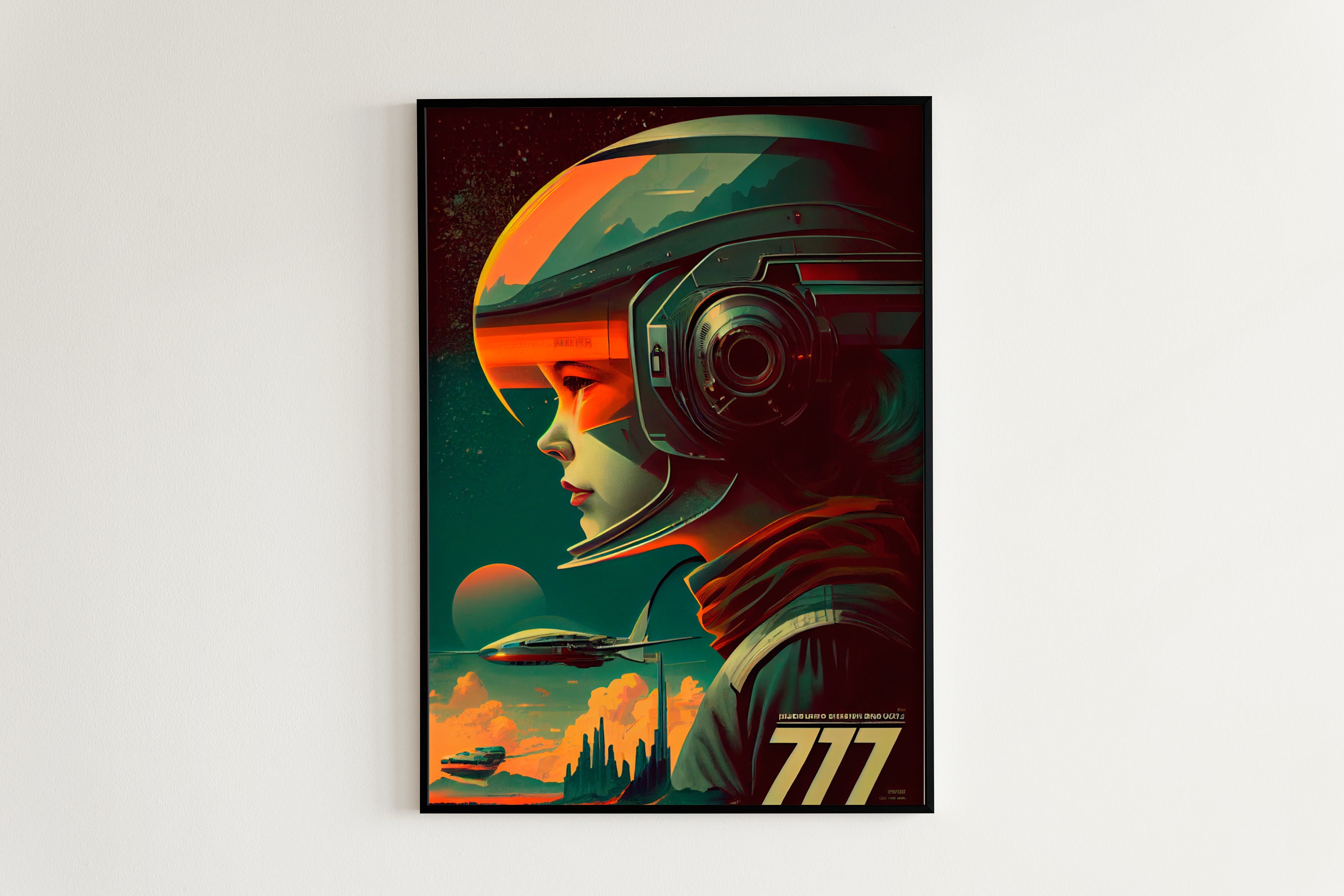 70s Retro Scifi Painting Poster Wall Art Print Cyberpunk Future Scifi ...