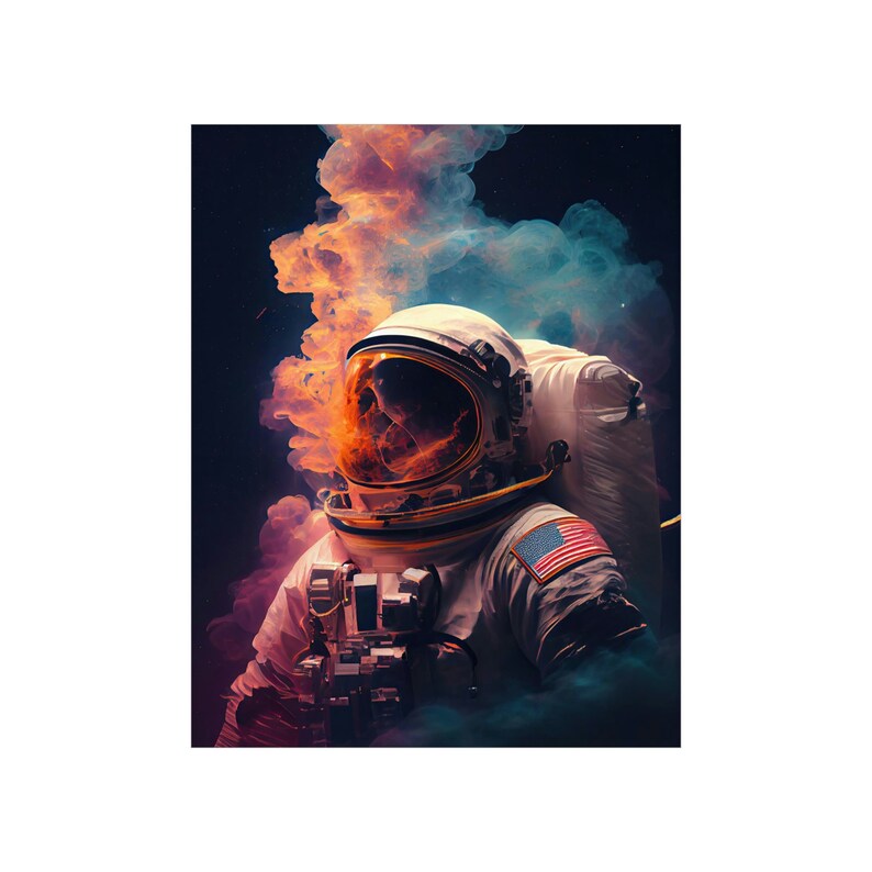 Astronaut in Smoke Poster | Wall Art | Painting | Gift for Him | Home ...