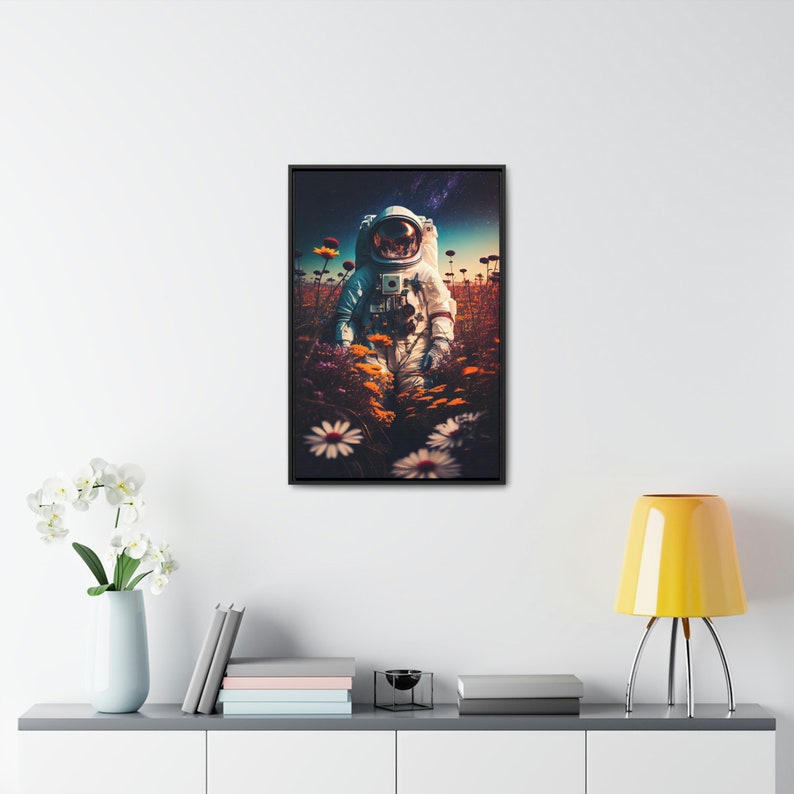 Astronaut in Flower Field Canvas Frame Included Space - Etsy